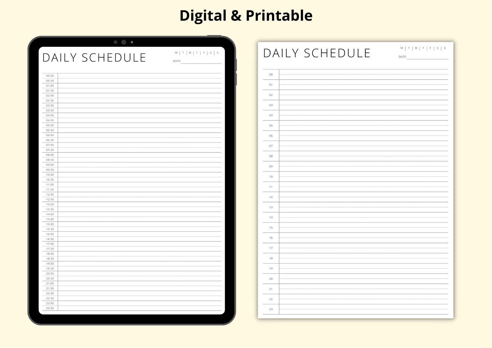 24 Hour Daily Planner, 30 Minute Intervals, Hourly Time Blocking PDF ...