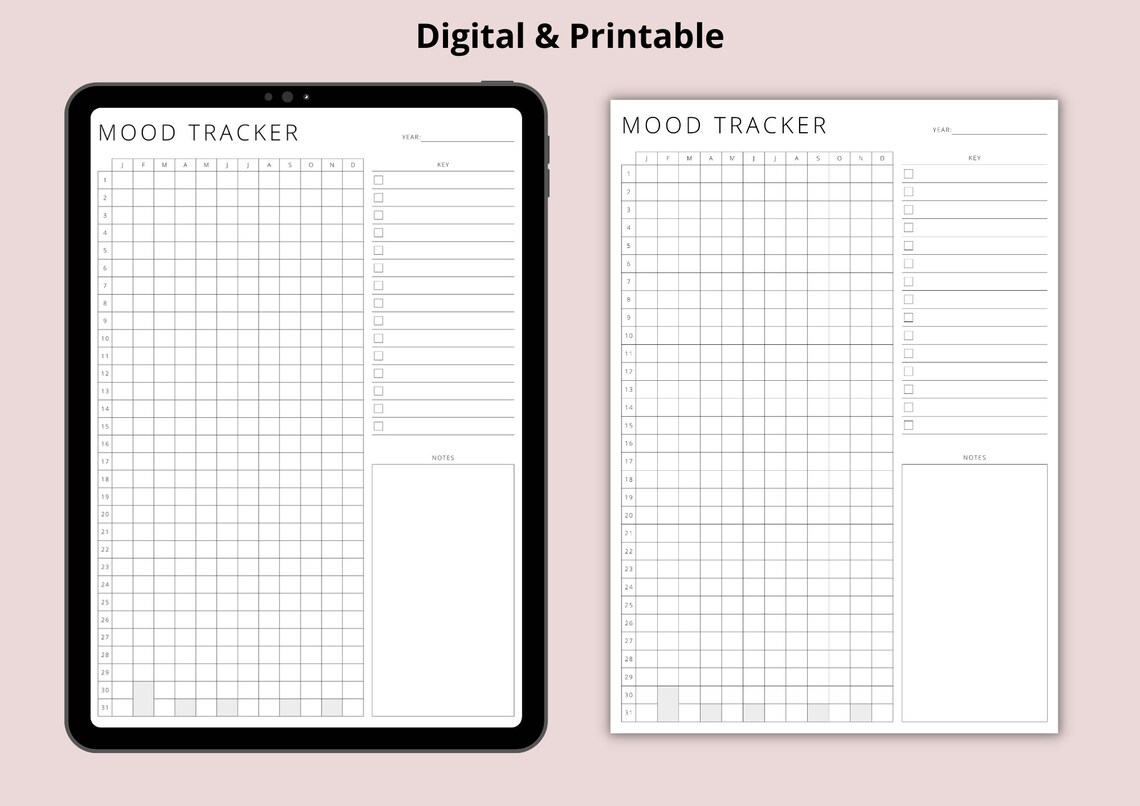 Mood Tracker, Daily Mood Log, A Year in Pixels, Annual Emotion Tracker ...