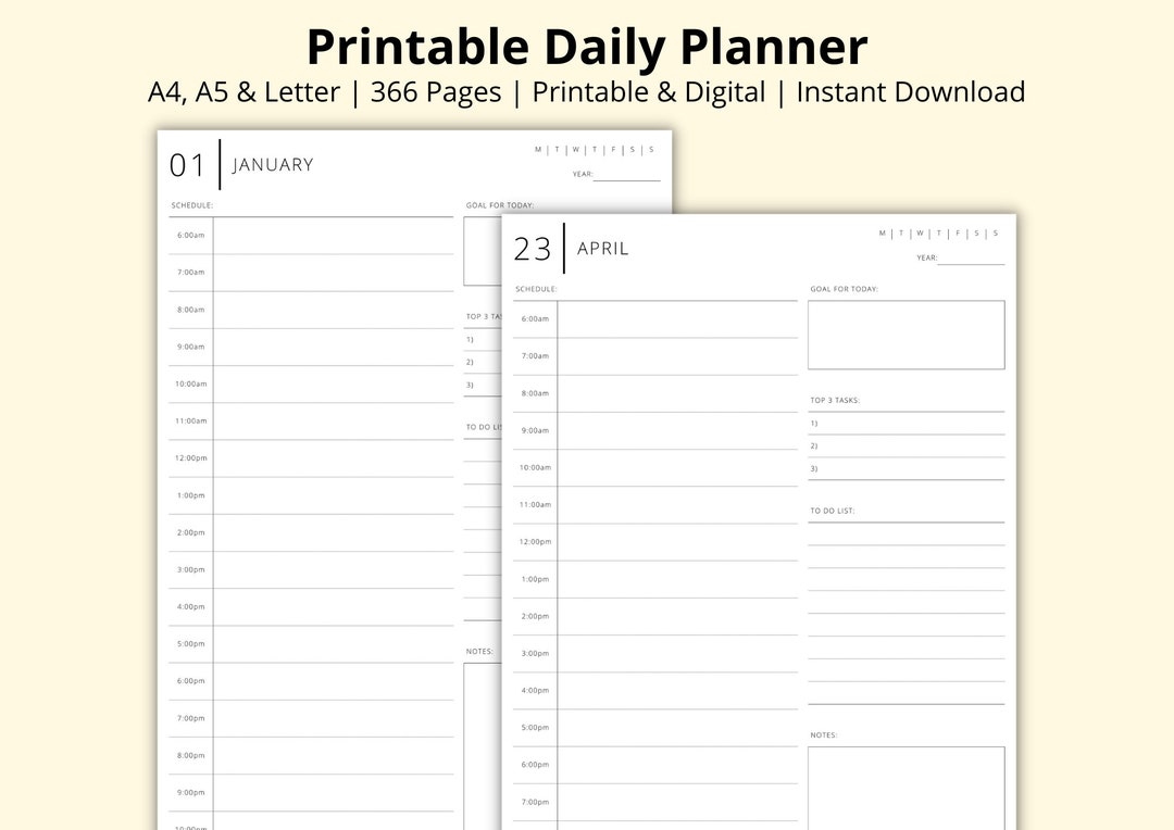 Printable Daily Planner, 365 Daily Journal Pages, Yearly Planner ...