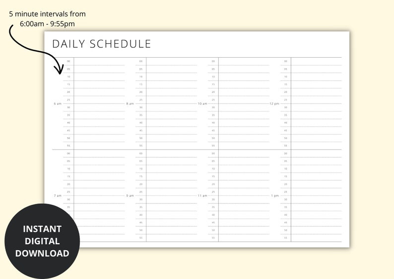 5 Minute Planner Printable, Appointment Tracker, Time Blocking PDF, Day ...
