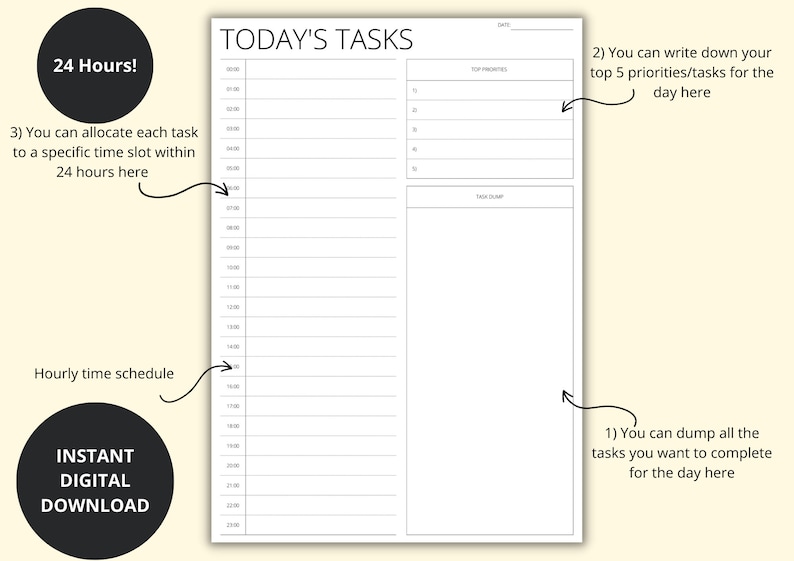 Timebox Planner, Time Blocking Template, Daily Planner PDF, 24 Hour ...