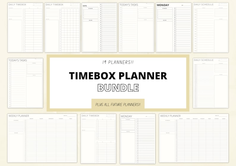 Timebox Planner Bundle - Time Boxing Templates, Brain Dump, Daily ...
