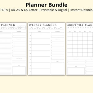 Planner Bundle - Daily Weekly and Monthly Planner Templates ...