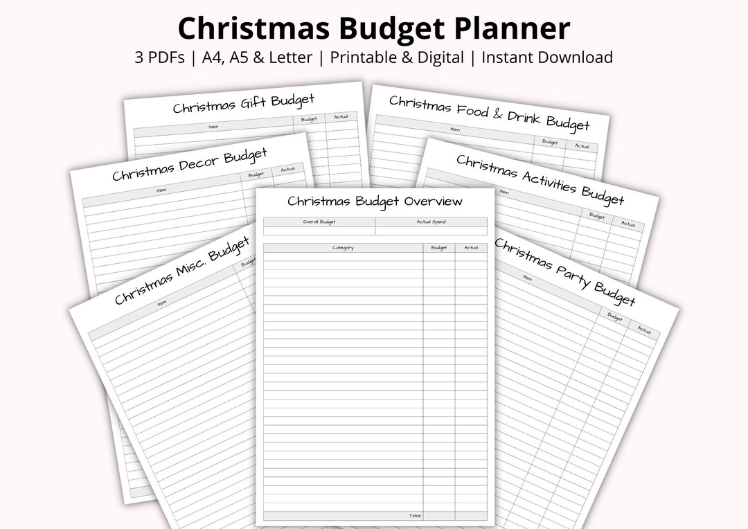 Christmas Budget Planner, Holiday Spend Tracker, Christmas & Holiday ...