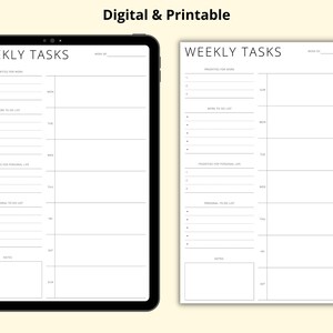 Work From Home Weekly Planner Template, Work Schedule, Week at a Glance ...