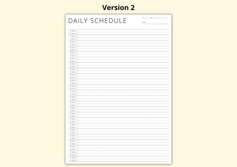 Daily Planner, 24 Hour Planner, 30 Minute Schedule, Time Blocking PDF ...