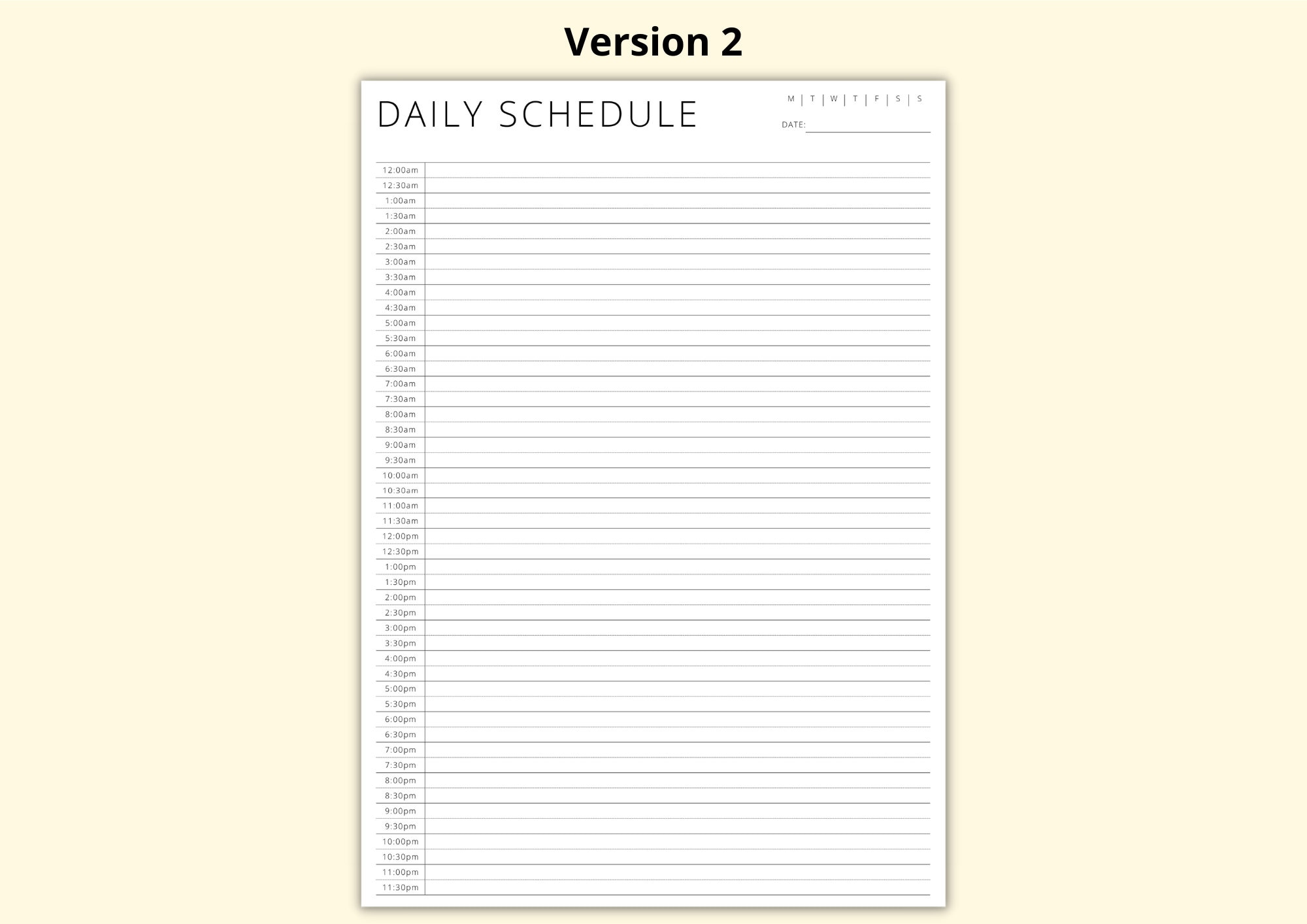 Daily Planner, 24 Hour Planner, 30 Minute Schedule, Time Blocking PDF ...