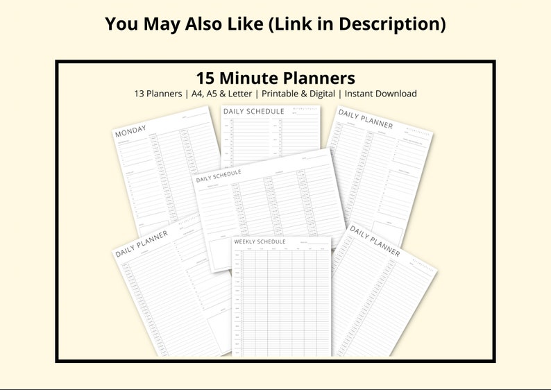 15 Minute Daily Schedule, Printable Timetable Sheet, Day Planner ...