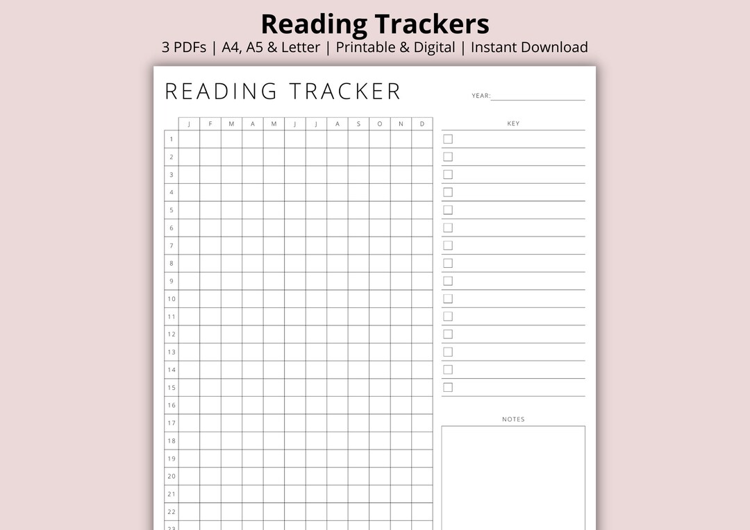 Reading Tracker, Book Progress Log, Annual Reading Challenge, Yearly ...