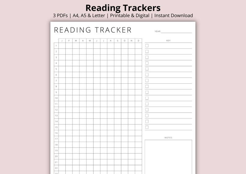 Reading Tracker, Book Progress Log, Annual Reading Challenge, Yearly ...
