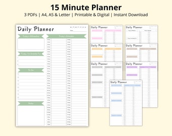 15 Minute Daily Planner Printable Time Blocking Template Day - Etsy