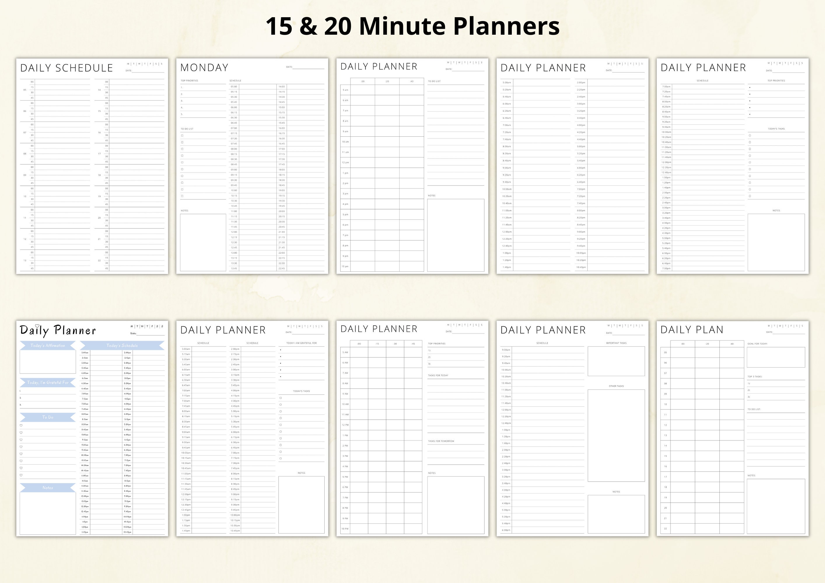 Daily Planner Bundle - Daily Schedule Templates, Daily Tasks Lists ...