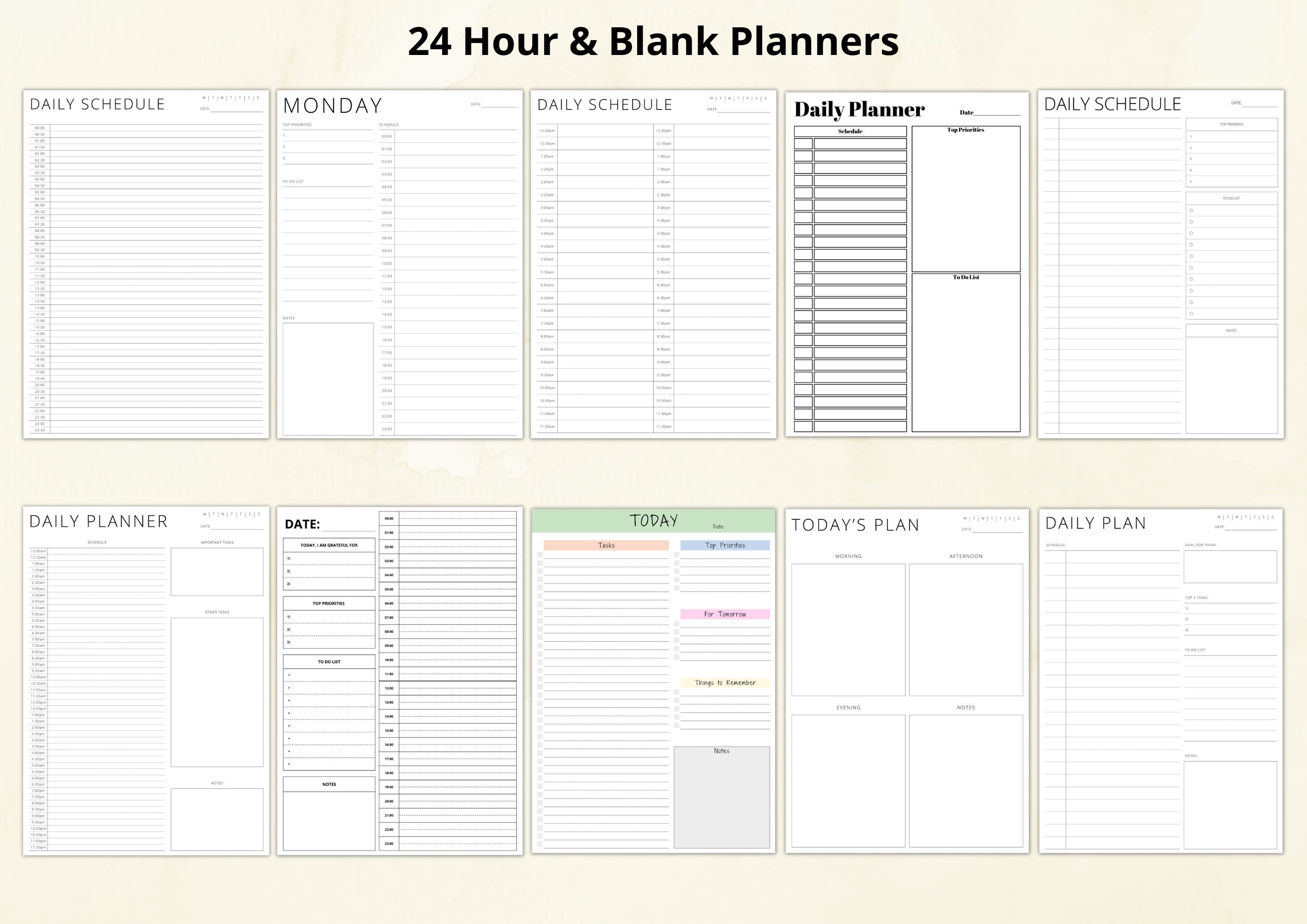 Daily Planner Bundle Daily Schedule Templates, Daily Tasks Lists, Daily ...