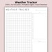 Weather Tracker, Temperature Tracker Sheet, Yearly Pixels Tracker ...