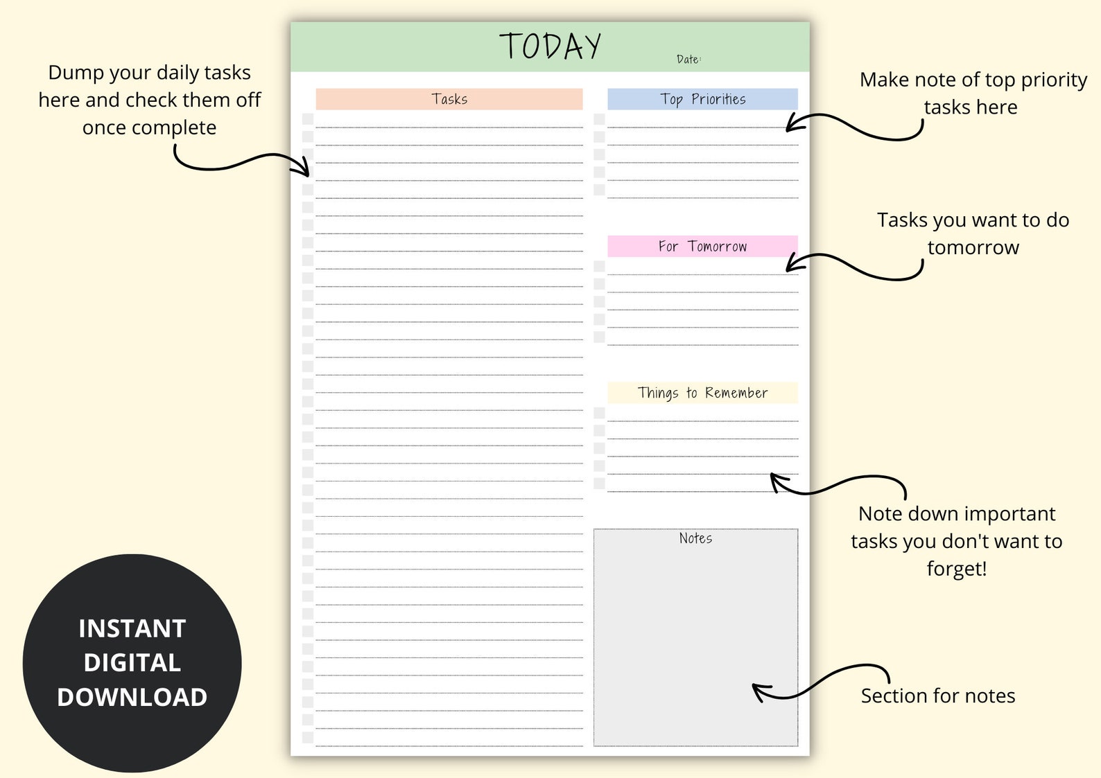 Brain Dump Template, Daily Tasks, ADHD Daily Planner, Day Schedule PDF ...