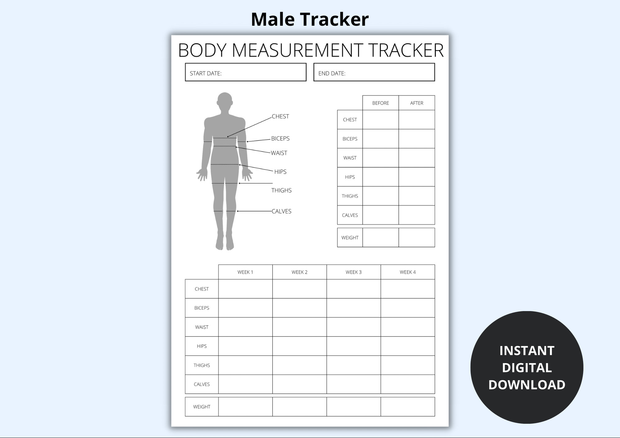 Body Measurement Tracker, Weight Loss Tracker Templates, Weight Loss ...
