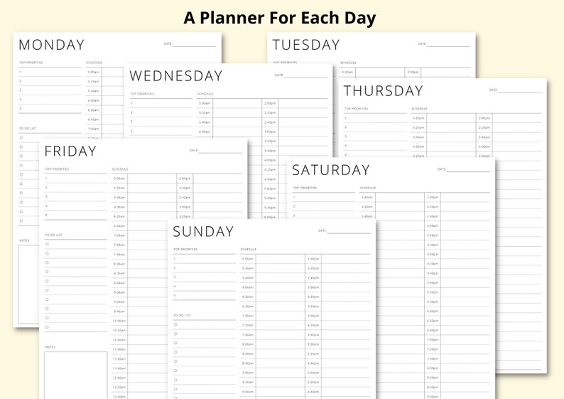 20 Minute Planner, Time Block Planner, Appointment Sheet, 7 Day ...