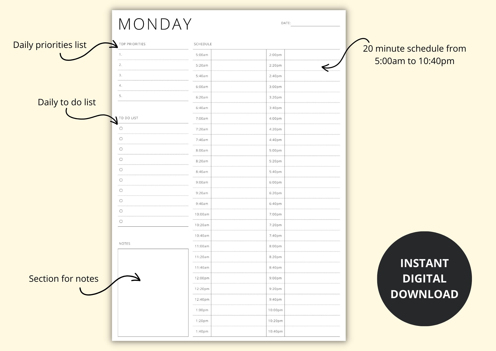 20 Minute Planner Time Block Planner Printable Appointment - Etsy