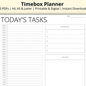Timebox Planner, Time Block Template, Daily Planner, 24 Hour Planner ...