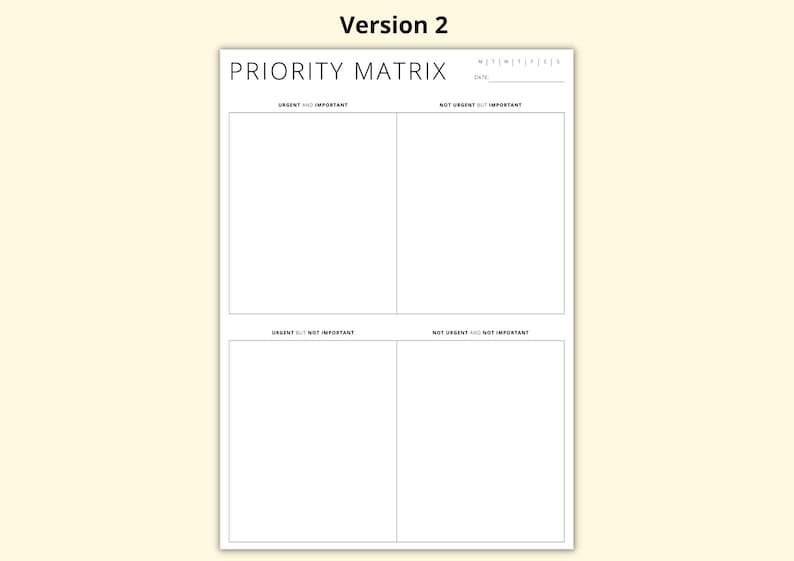 Priority Matrix, Eisenhower Matrix, Decision Matrix, Daily Task ...
