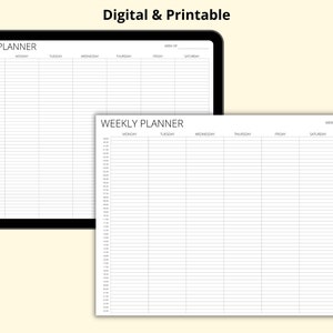 24 Hour Weekly Schedule, Week at a Glance, Weekly Time Blocking Planner ...