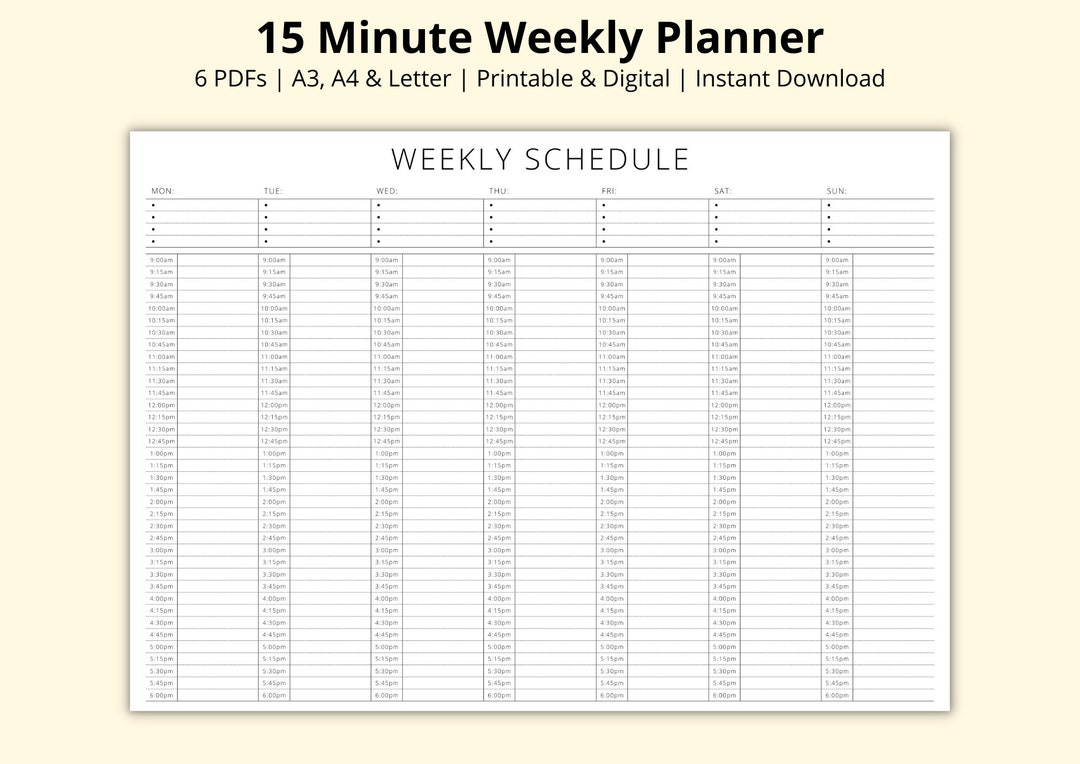 15 Minute Weekly Planner, Appointments Tracker, Customer/client ...