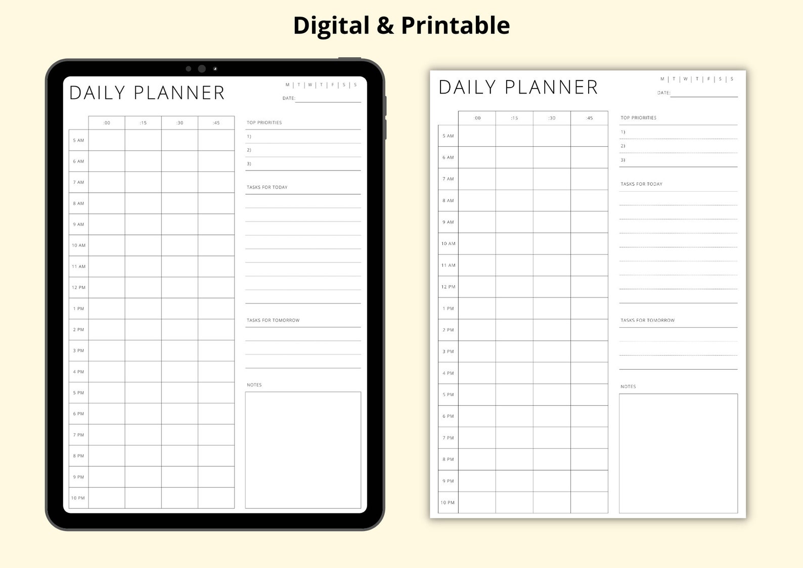 15 Minute Planner, Printable Daily Planner, Time Blocking, Day Schedule ...