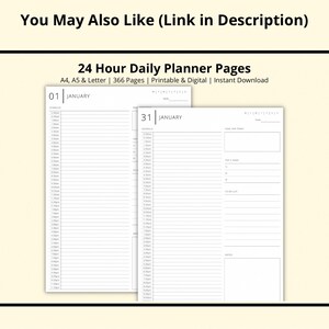 2024 Daily Planner, 2024 Calendar Printable, 24 Hour Schedule, 30 ...