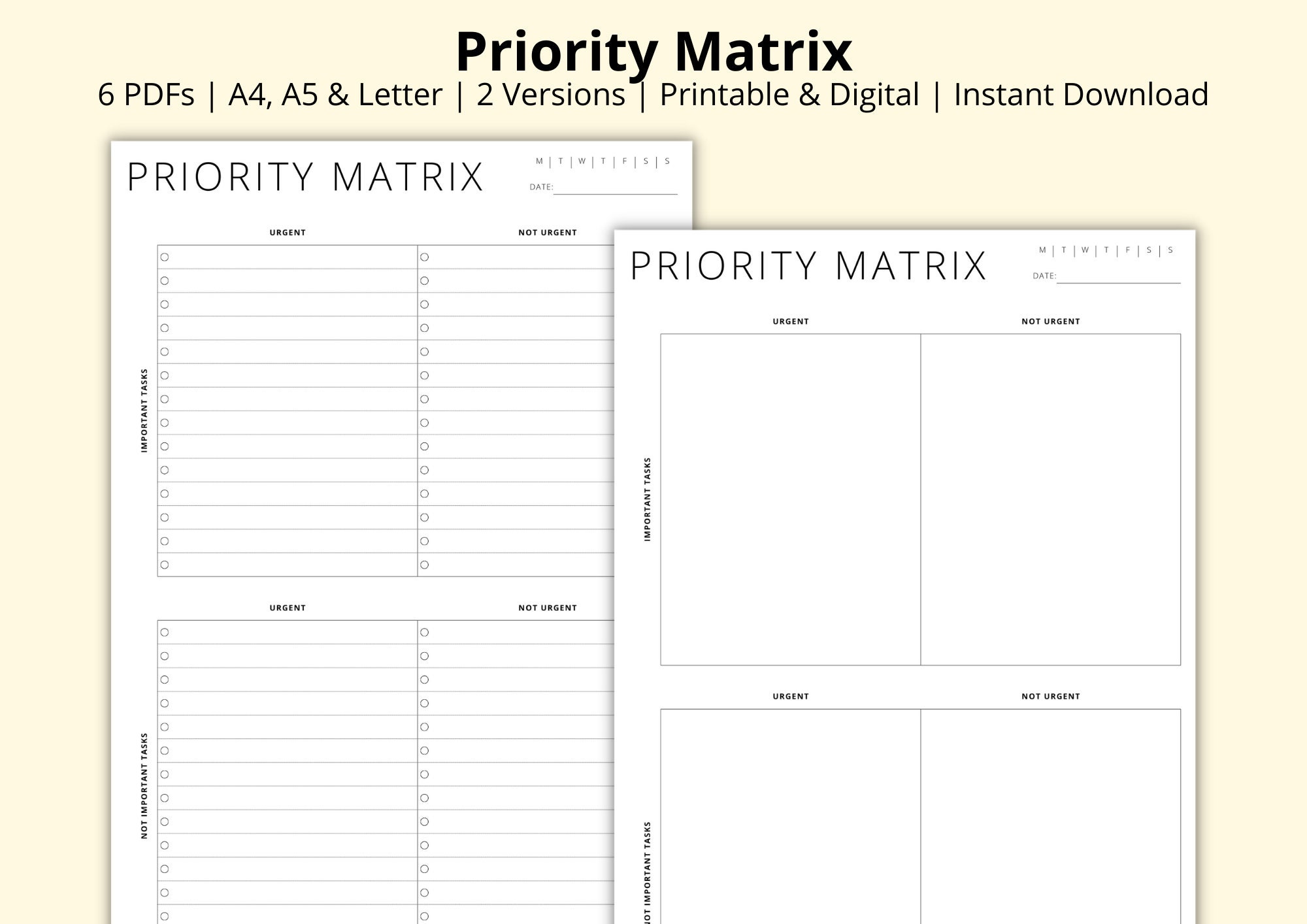 Priority Matrix, Decision Matrix, Eisenhower Matrix, Tasks Management ...