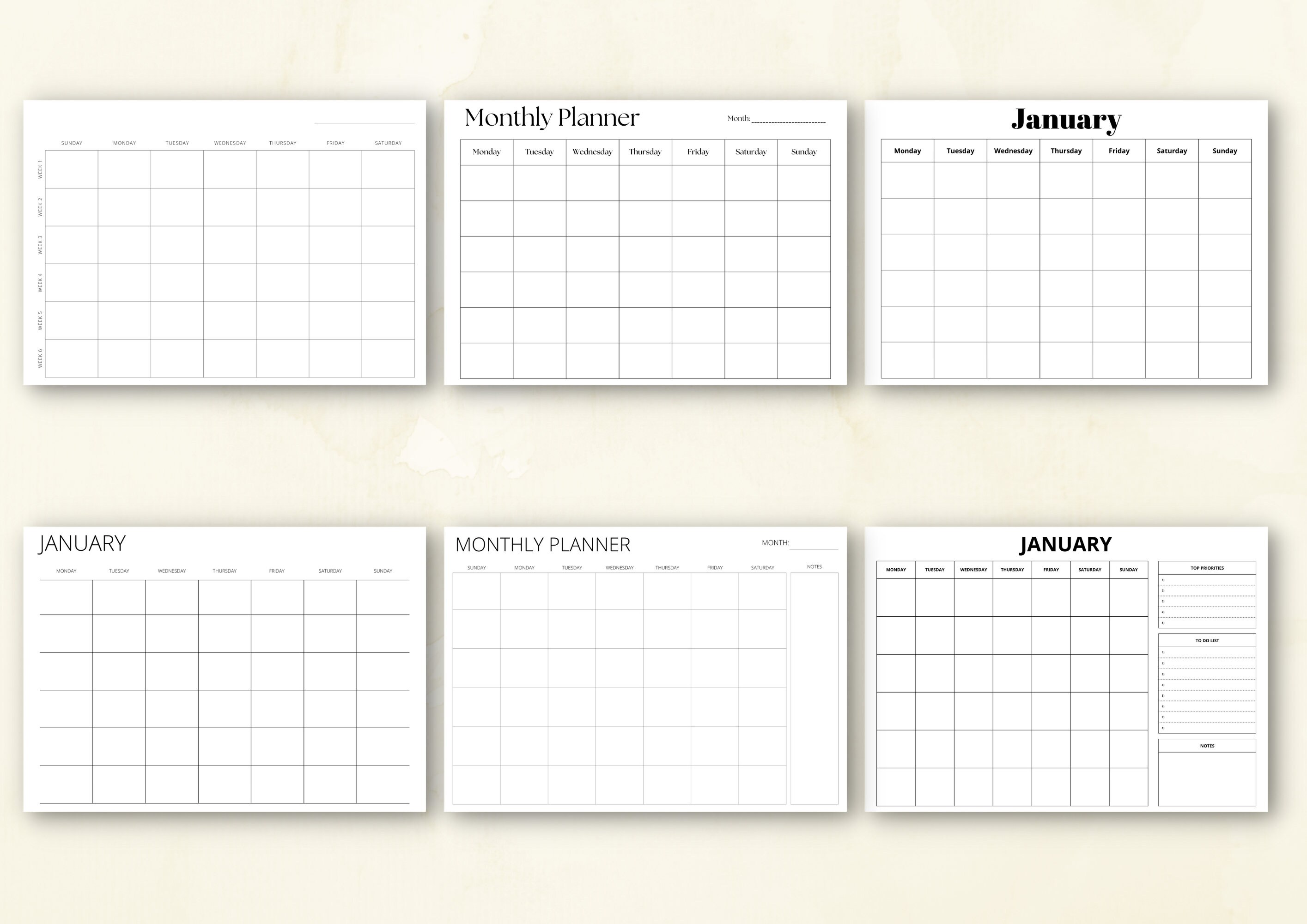 Monthly Planner Bundle Monthly Calendar Templates, Monthly Overview ...