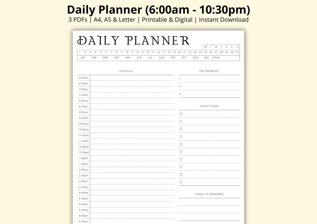 Daily Planner, Time Blocking Template, Half Hour Schedule, Daily Agenda ...
