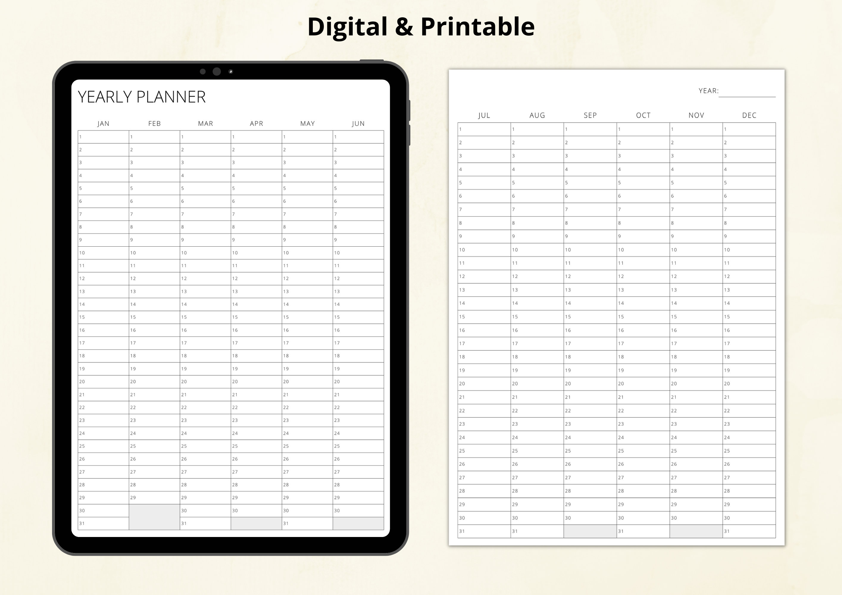 Yearly Planner Bundle Annual Overview, Year at a Glance, Yearly Goals ...