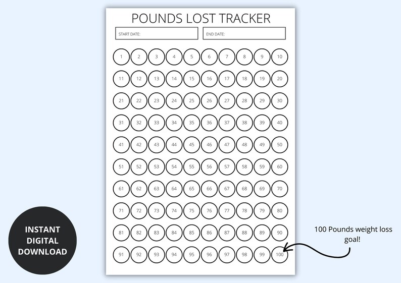 Pounds Lost Tracker, Weight Loss Tracker, Fitness Planner, Daily/weekly ...