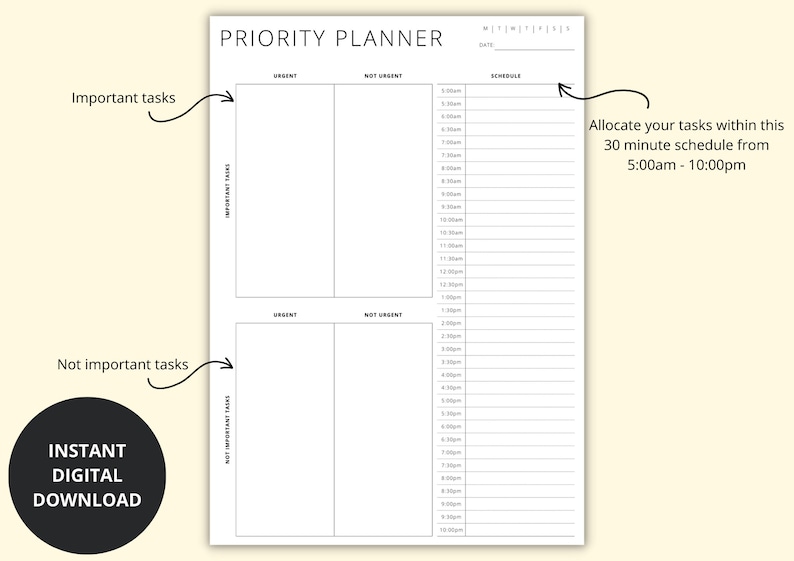 Task Priority Matrix, Decision Matrix, Eisenhower Matrix, Action ...