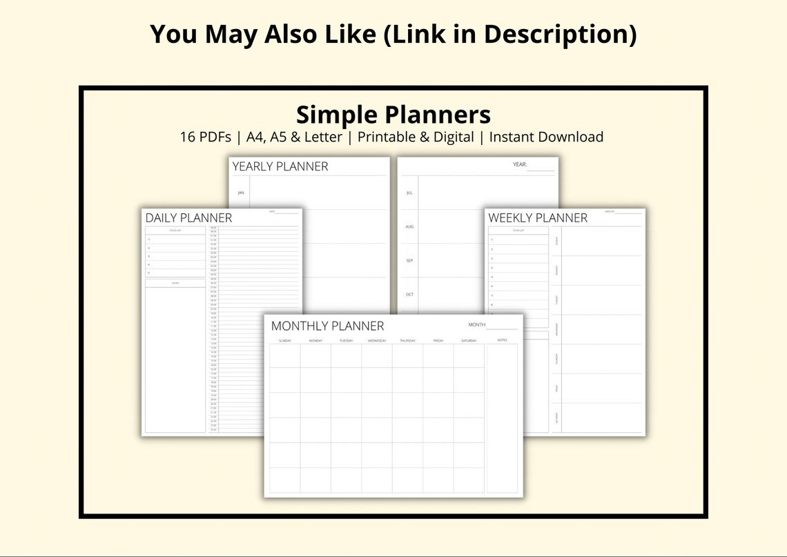 Weekly Schedule, Blank 7 Day Planner PDF, Weekly Overview, Week at a ...