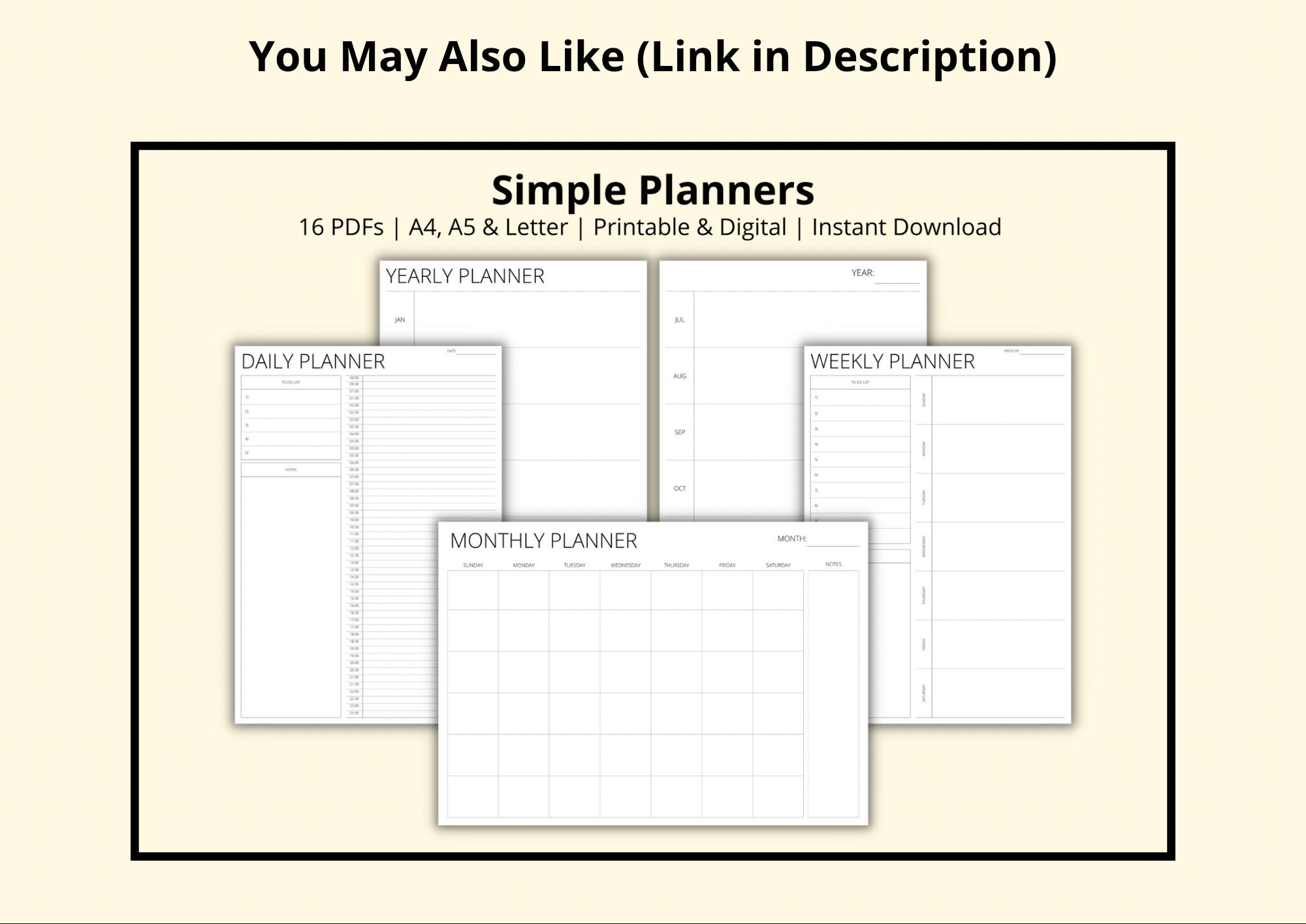 Weekly Schedule, Blank 7 Day Planner PDF, Weekly Overview, Week at a ...