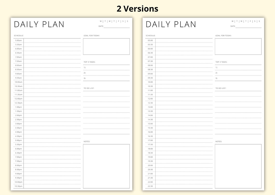 Daily Time Blocking Planner Template, 30 Minute Schedule, Daily Agenda ...