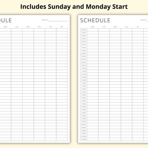 Weekly Timetable, 30 Minute Interval Planner Template, Appointment ...