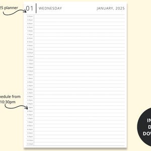 2025 Daily Planner, 2025 Calendar PDF, 30 Minute Schedule, Time ...