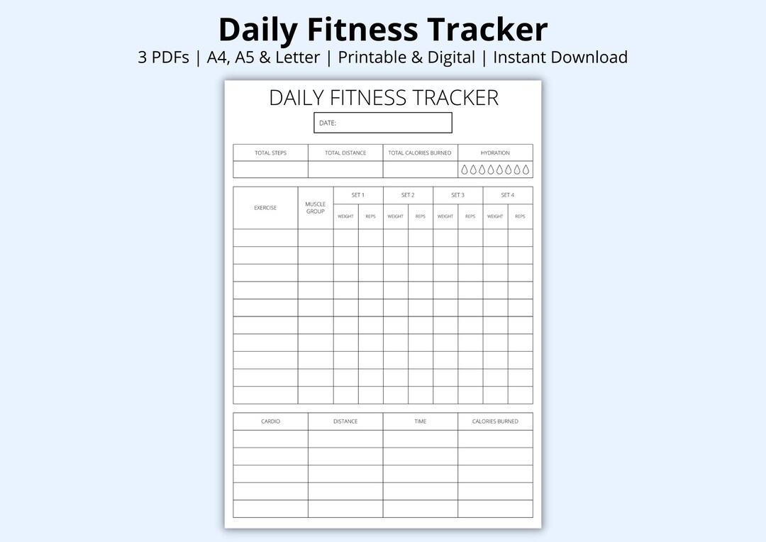 Daily Fitness Tracker, Workout Planner, Weight Loss Chart, Diet Journey ...