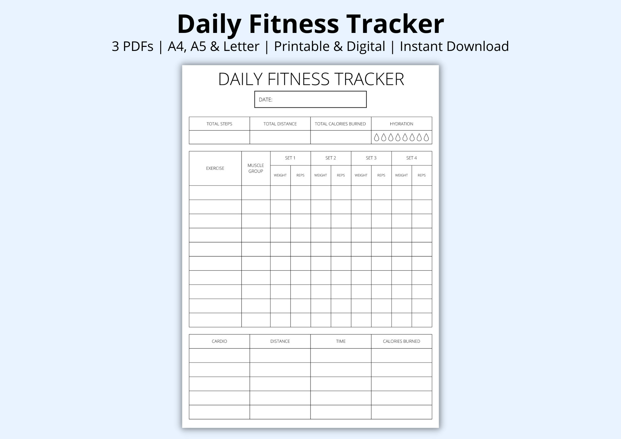 Daily Fitness Tracker, Workout Planner, Weight Loss Chart, Diet Journey ...
