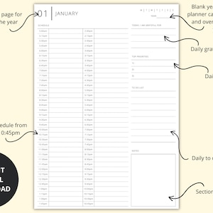 15 Minute Daily Planner, 365 Daily Planner Pages, Daily Schedule, Time ...