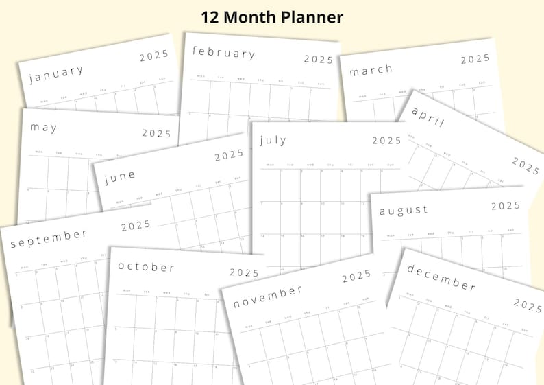2025 Calendar Printable, Monthly 2025 Planner, Simple Portrait Calendar ...