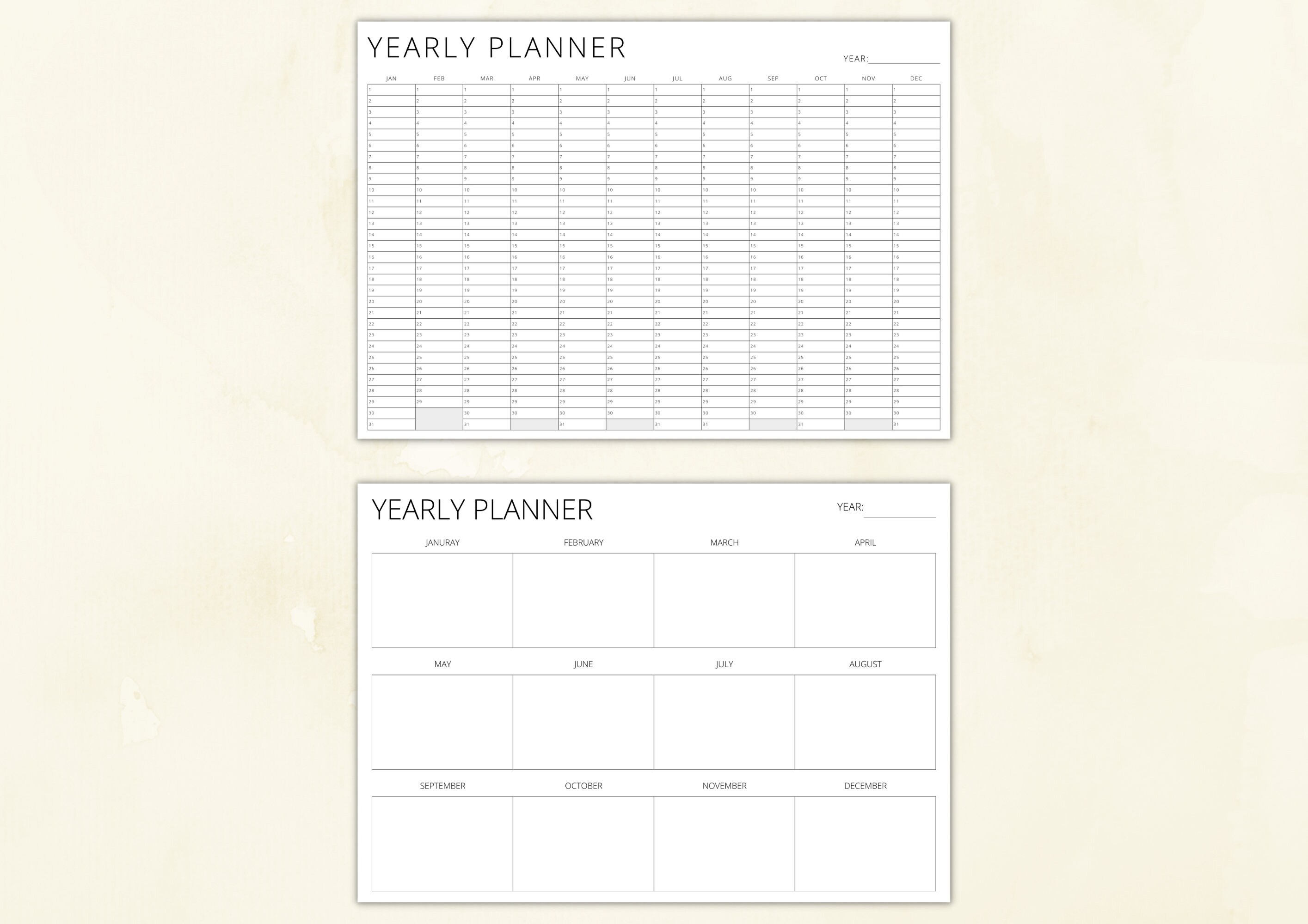 Yearly Planner Bundle Annual Overview, Year at a Glance, Yearly Goals ...