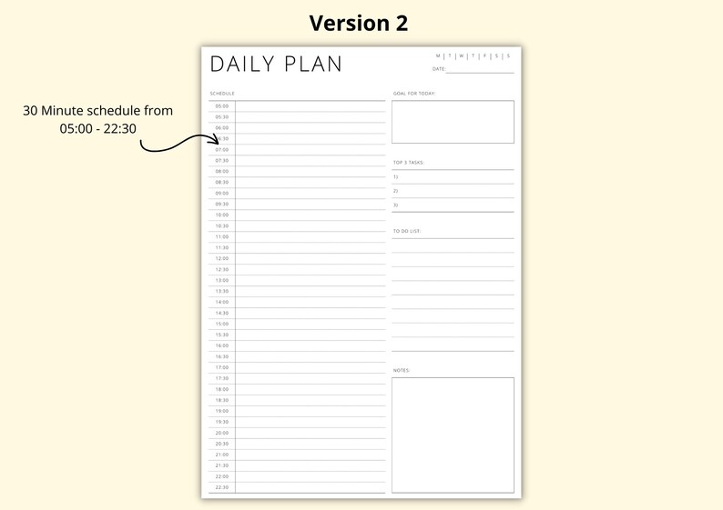 Daily Time Blocking Planner Template, 30 Minute Schedule, Daily Agenda ...