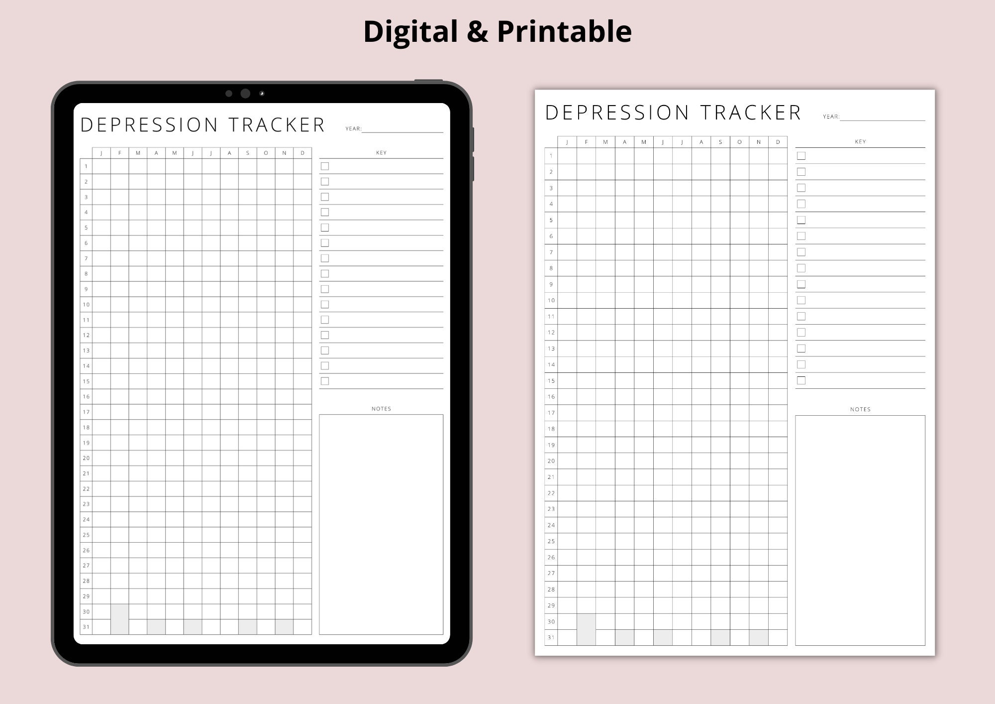 Depression Tracker, Mental Health Tracker, Year in Pixels, Daily Mood ...