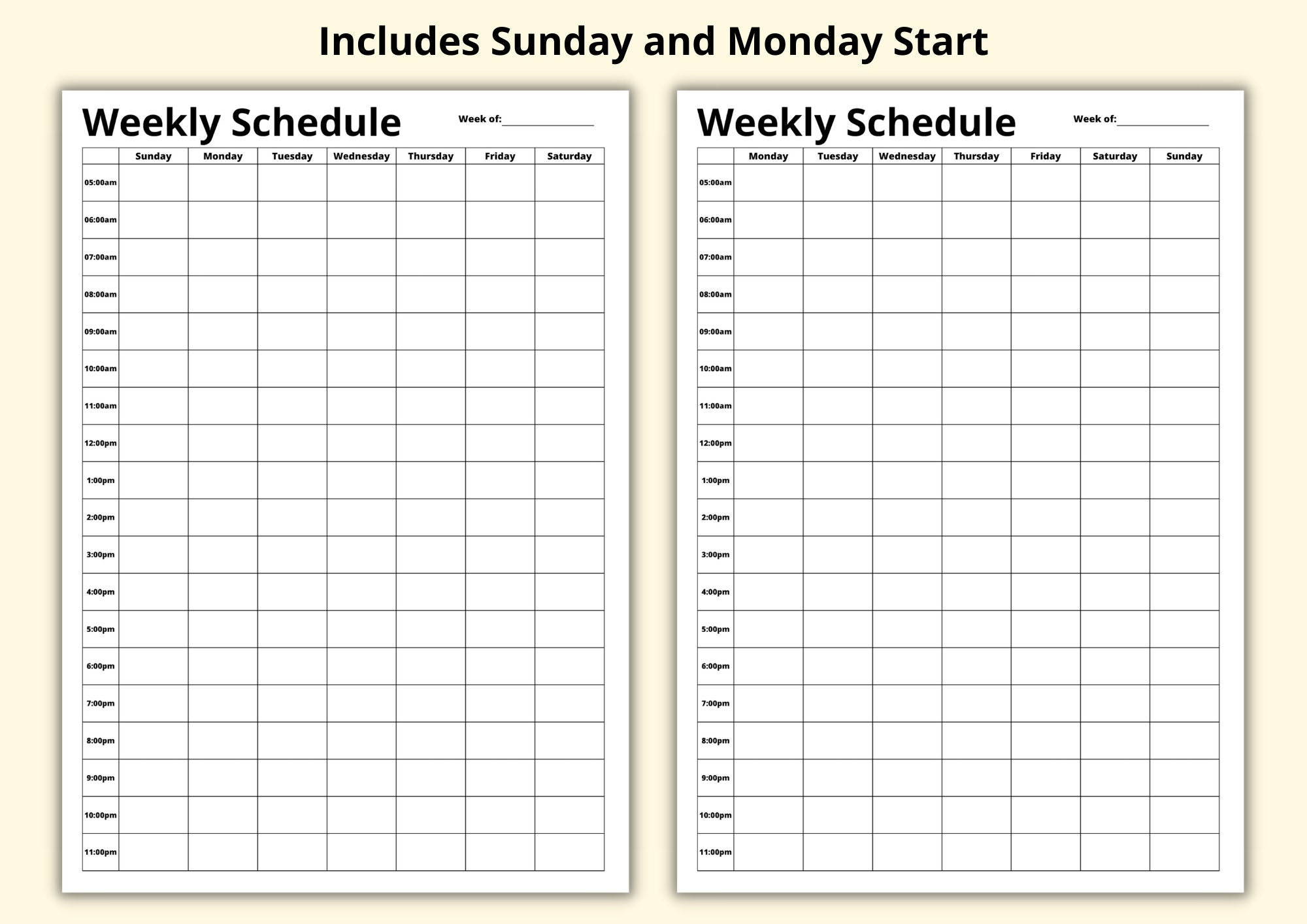 Hourly Weekly Planner, 7 Day Timetable, Week at a Glance, Study Time ...