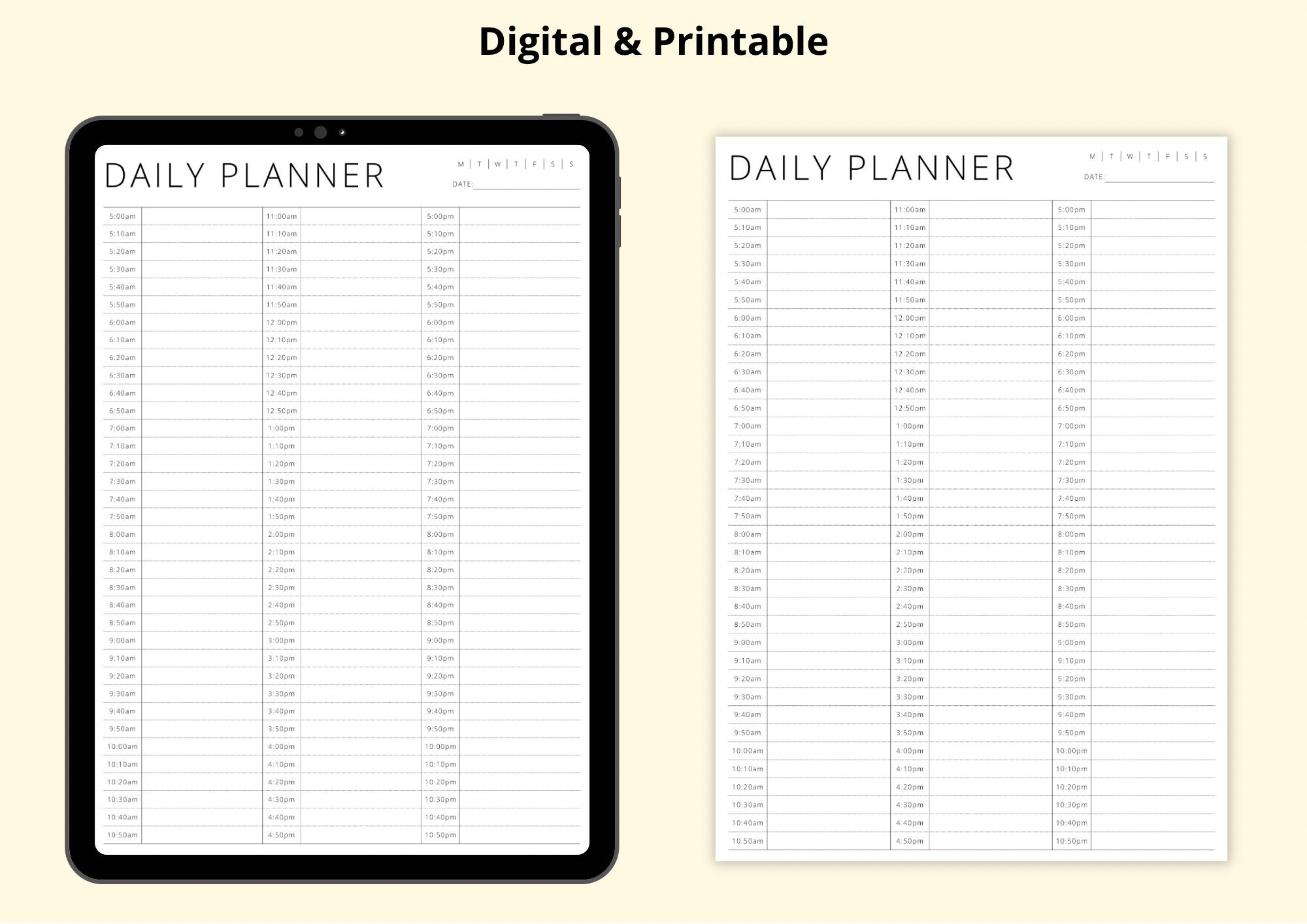 10 Minute Planner Printable, Simple Daily Planner, Time Blocking, Day ...