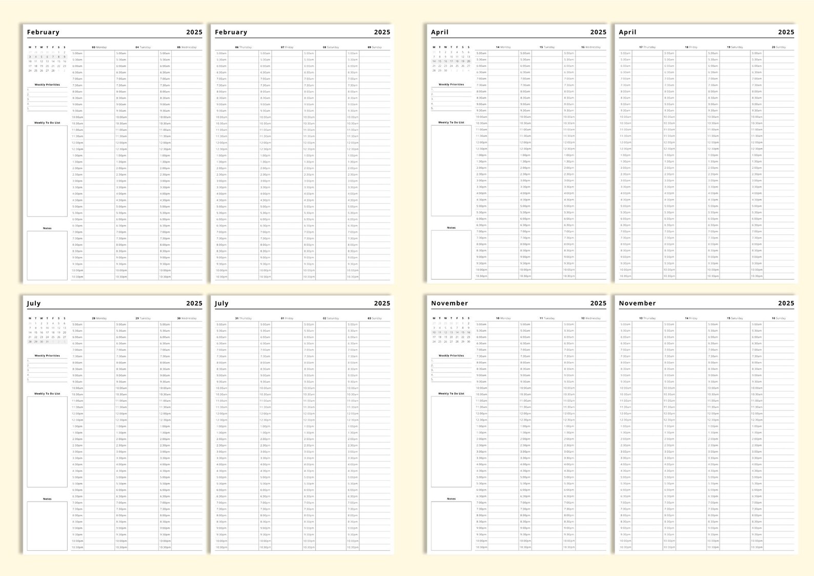 2025 DATED Weekly Planner Printable, 2025 Calendar PDF, 2025 Annual ...
