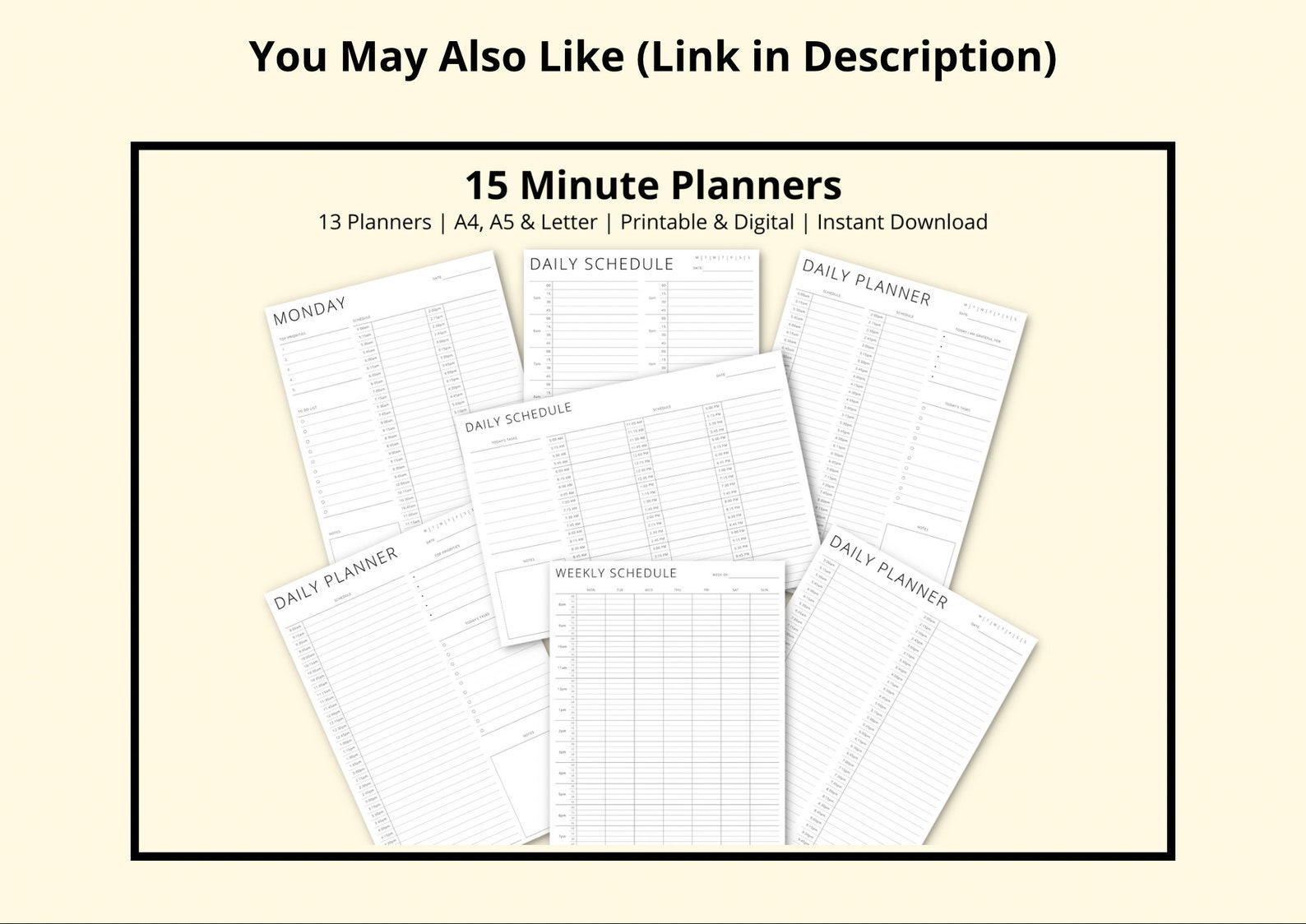 15 Minute Daily Planner Printable, Time Blocking Template, Day on 2 ...